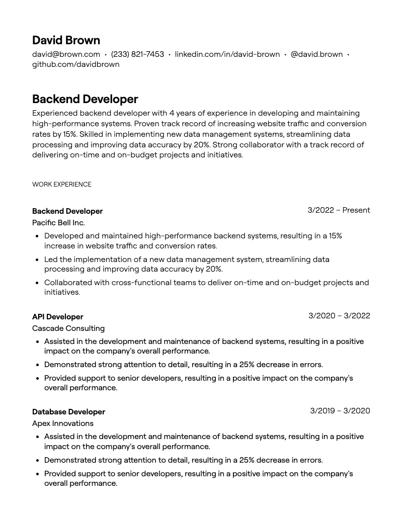 13 Backend Developer Resume Examples with Guidance 